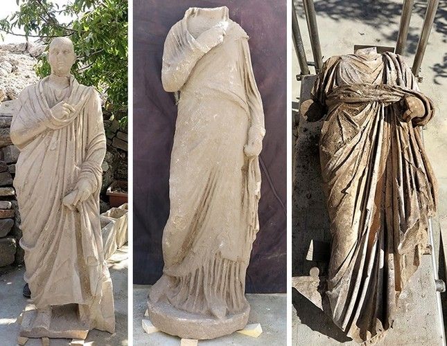 3 ancient statues of senior civil servants discovered in Turkey's Antalya
